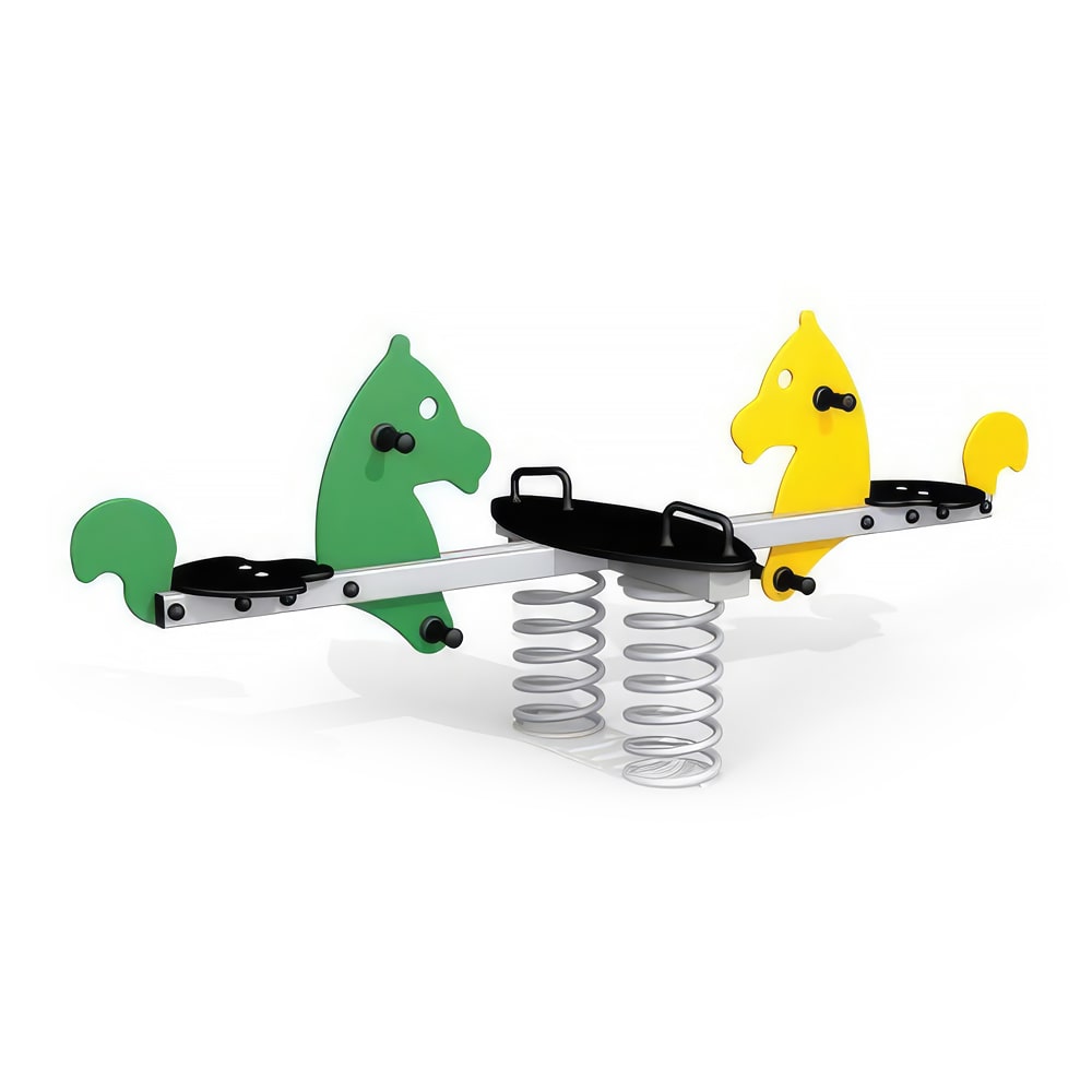 Wippe Lucky - Grüne und Gelbe Metallwippe für Kinder ab 2 Jahren ...